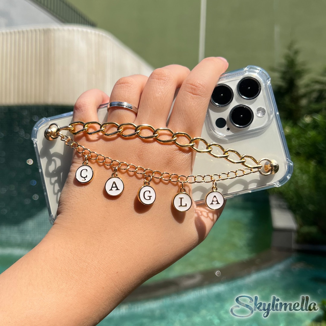 Gold Name Letter Customize Strap Chain iPhone Case With Personalized ...