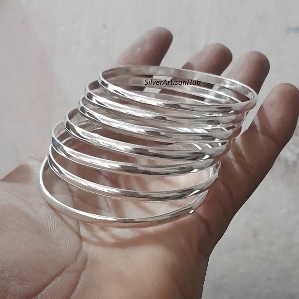 Sterling Silver Bangle Bracelet Set - Etsy