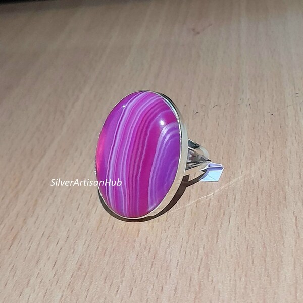 Pink Agate Ring - Etsy