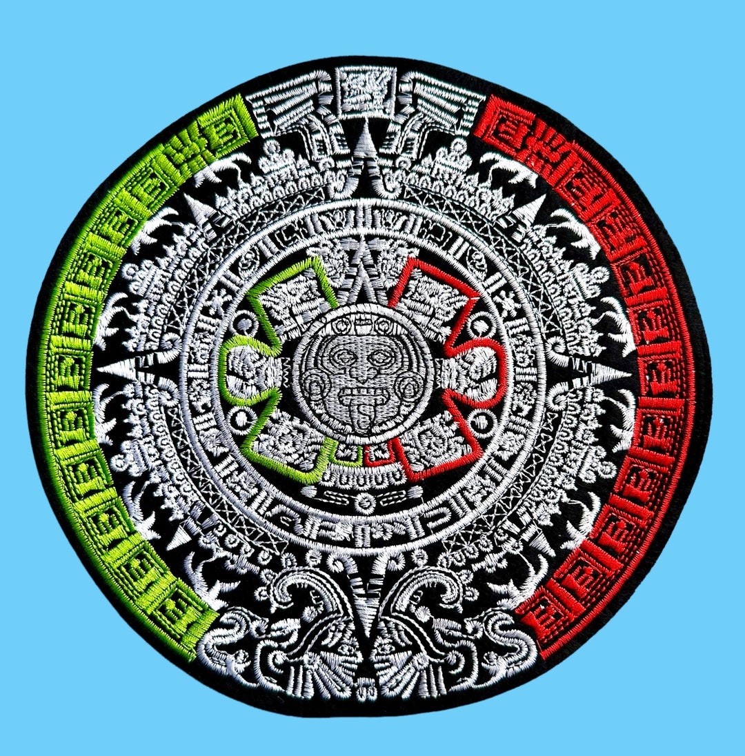 Mexican Aztec Calendar/calendario Design Embroidered Applique Patch ...