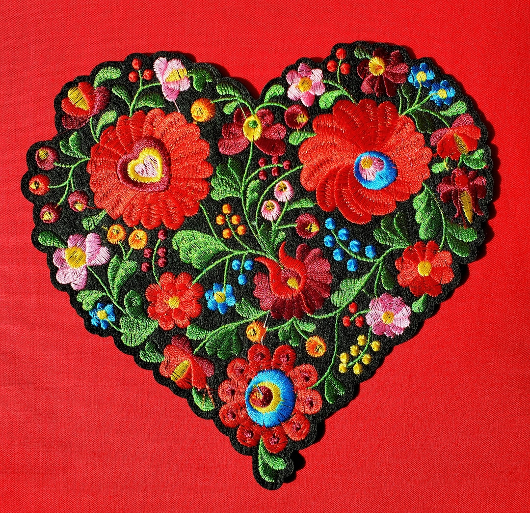 Mexican Embroidered Corazon/heart Design - Iron/sew/glue-on Applique ...