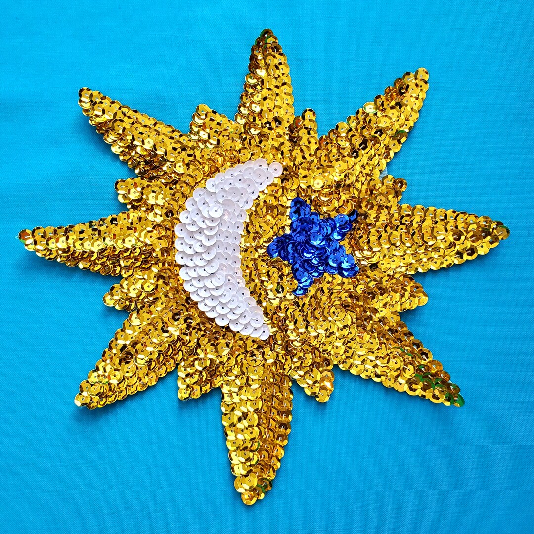 Mexican Aztec Eclipse Design Sequin Applique Patches- Size 7-1/2 ...