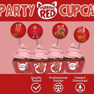 Turning Red Cake Topper, Turning Red Cupcake Topper, Turning Red Cake ...