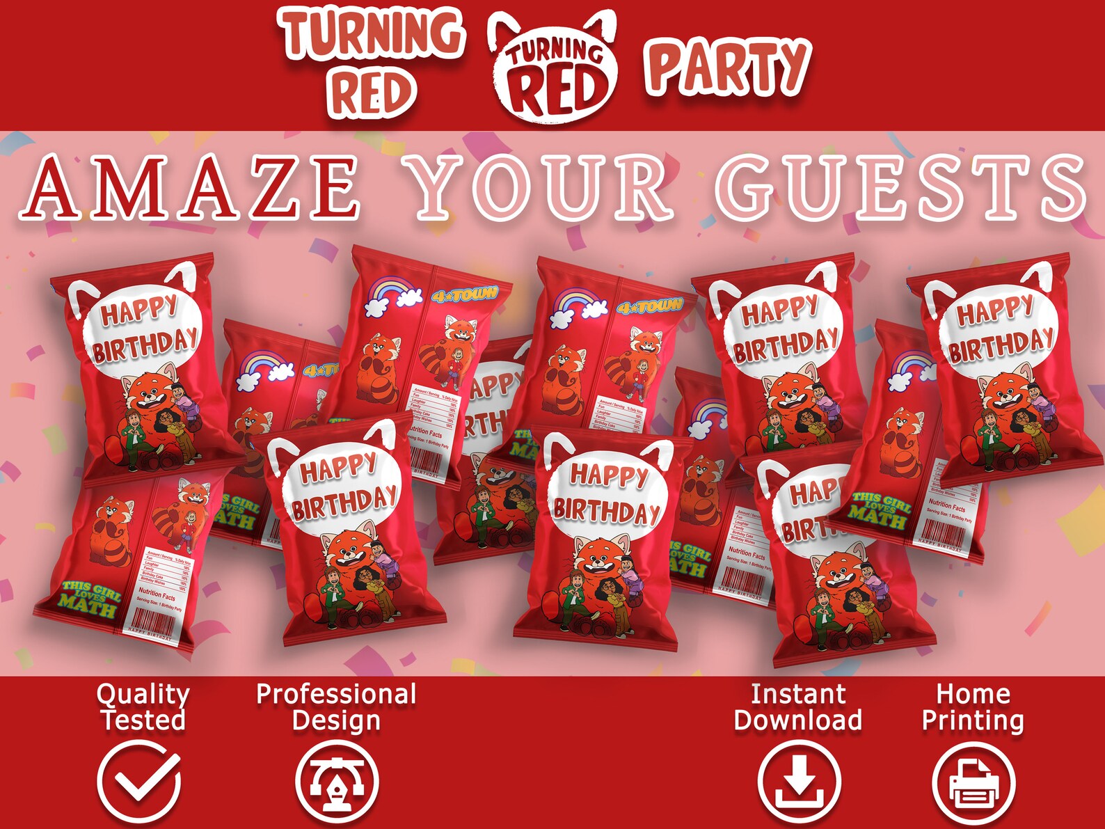 Turning Red Chip Bag Label, Turning Red Chips Party, Theme Birthday ...