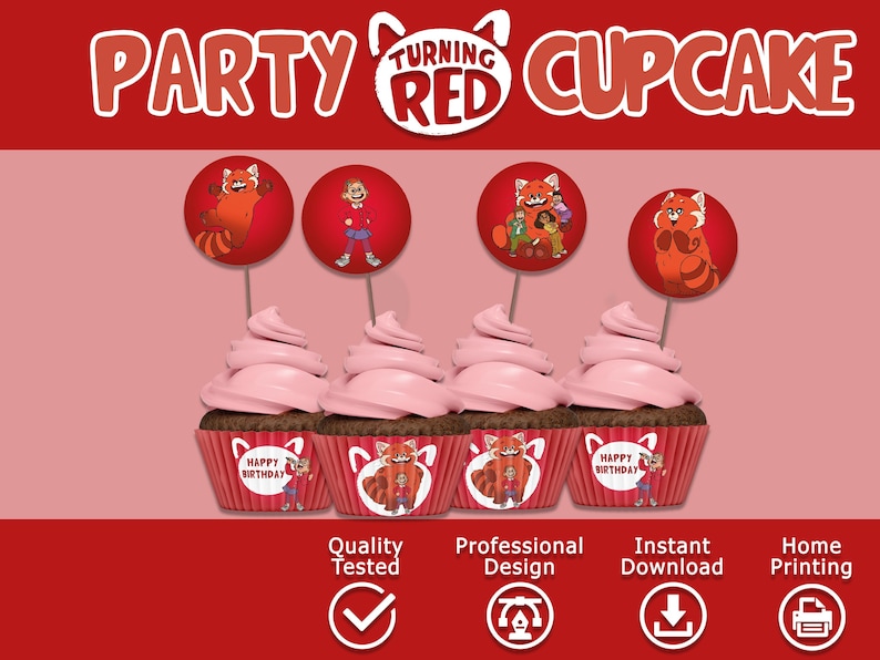 Turning Red Cake Topper, Turning Red Cupcake Topper, Turning Red Cake ...