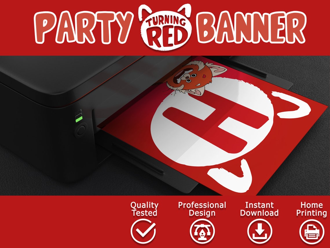 Turning Red Banner, Turning Red Birthday Banner, Turning Red Digital ...