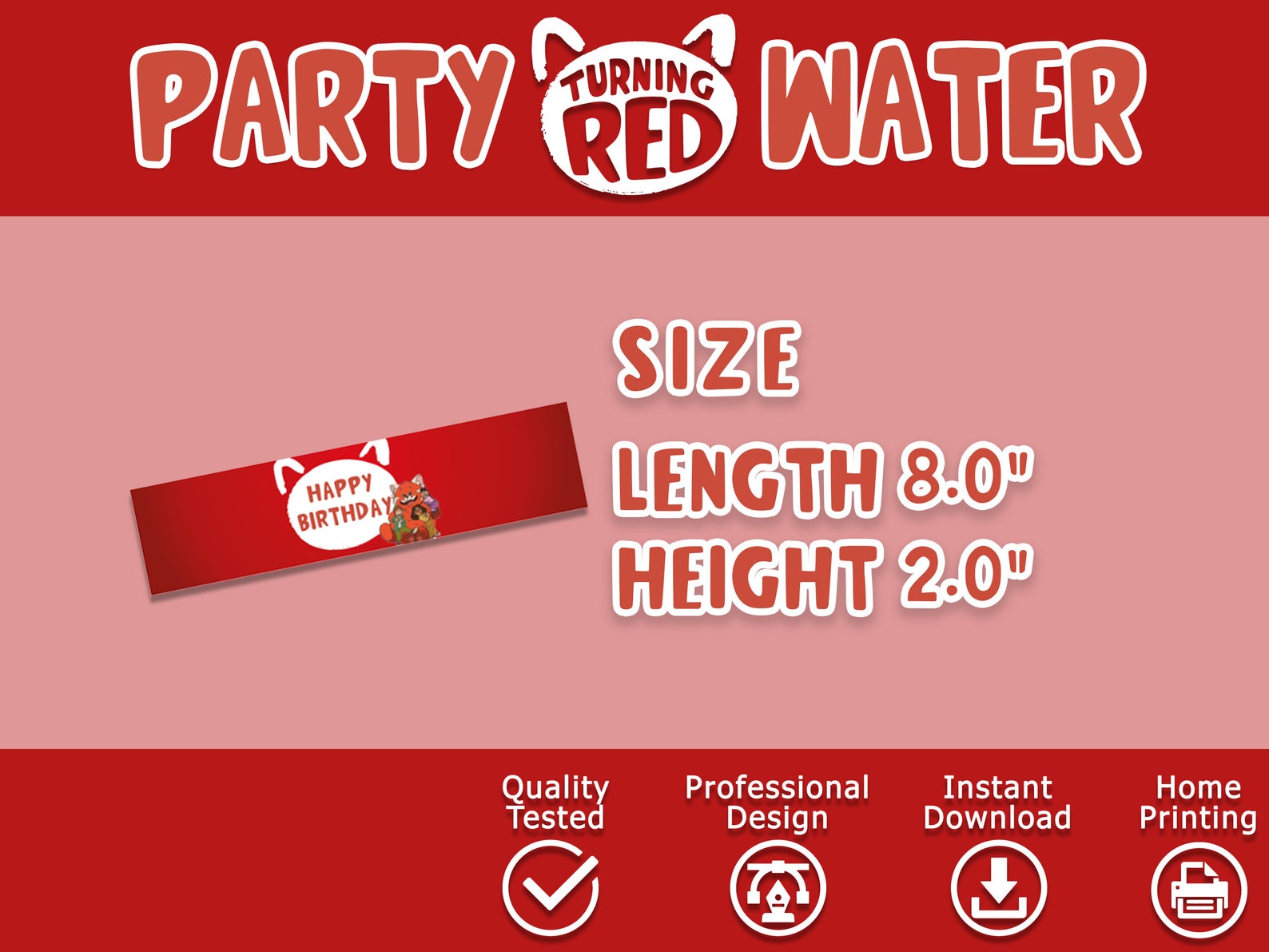 Turning Red Water Bottle Labels Turning Red Water Labels - Etsy