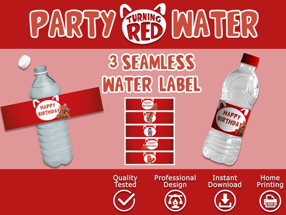Turning Red Water Bottle Labels Turning Red Water Labels | Etsy