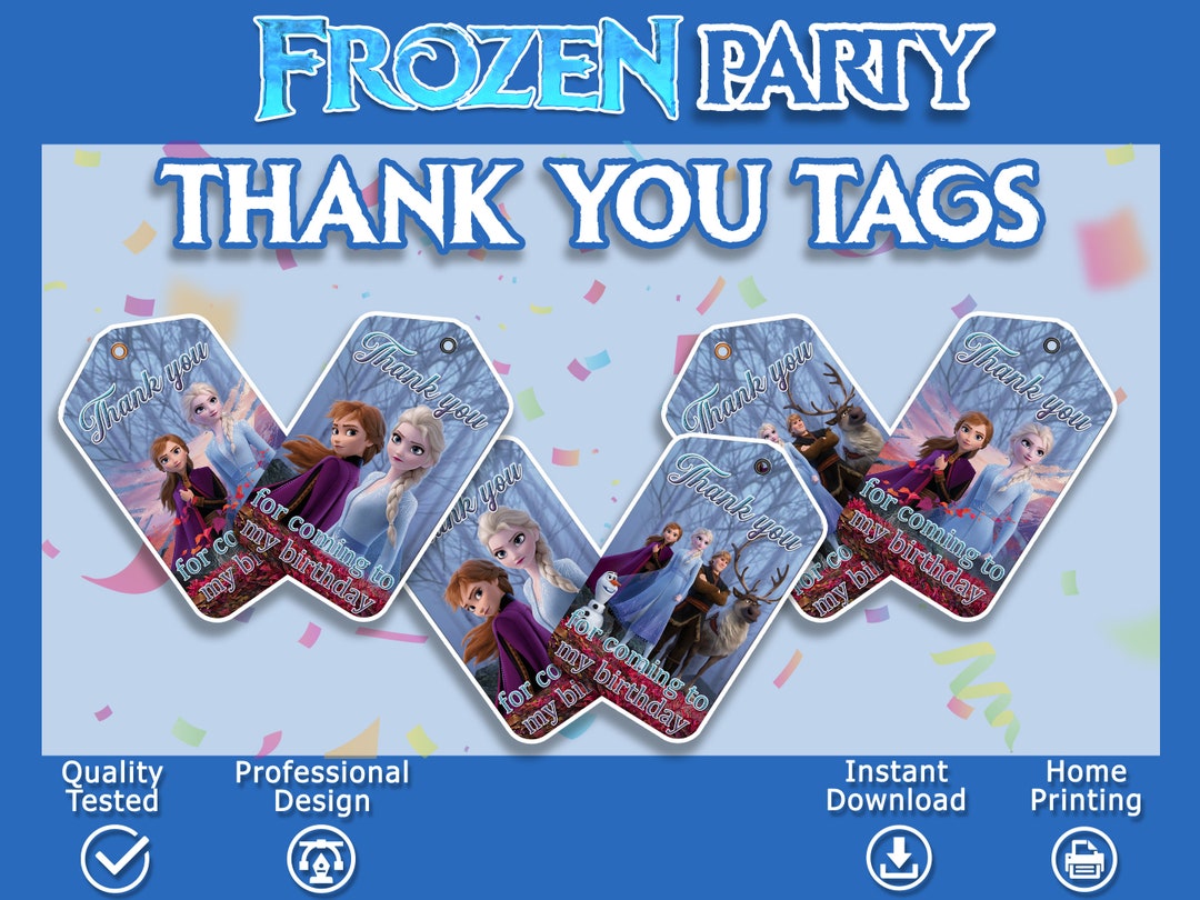Frozen Thank You Tags, Frozen Favor Tag, Frozen Party Favor, Frozen ...