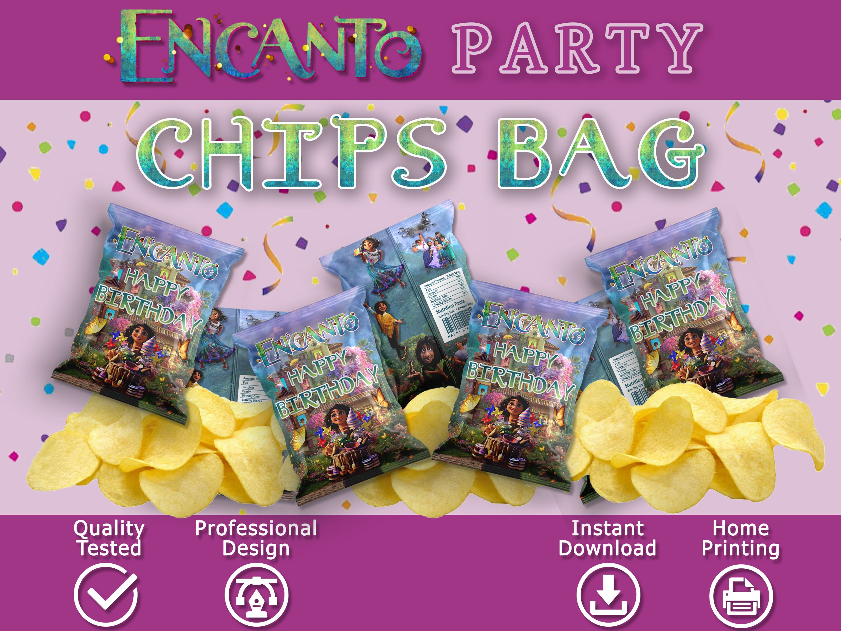 Encanto Chips Bag Label Template, Encanto Birthday Party Supplies ...