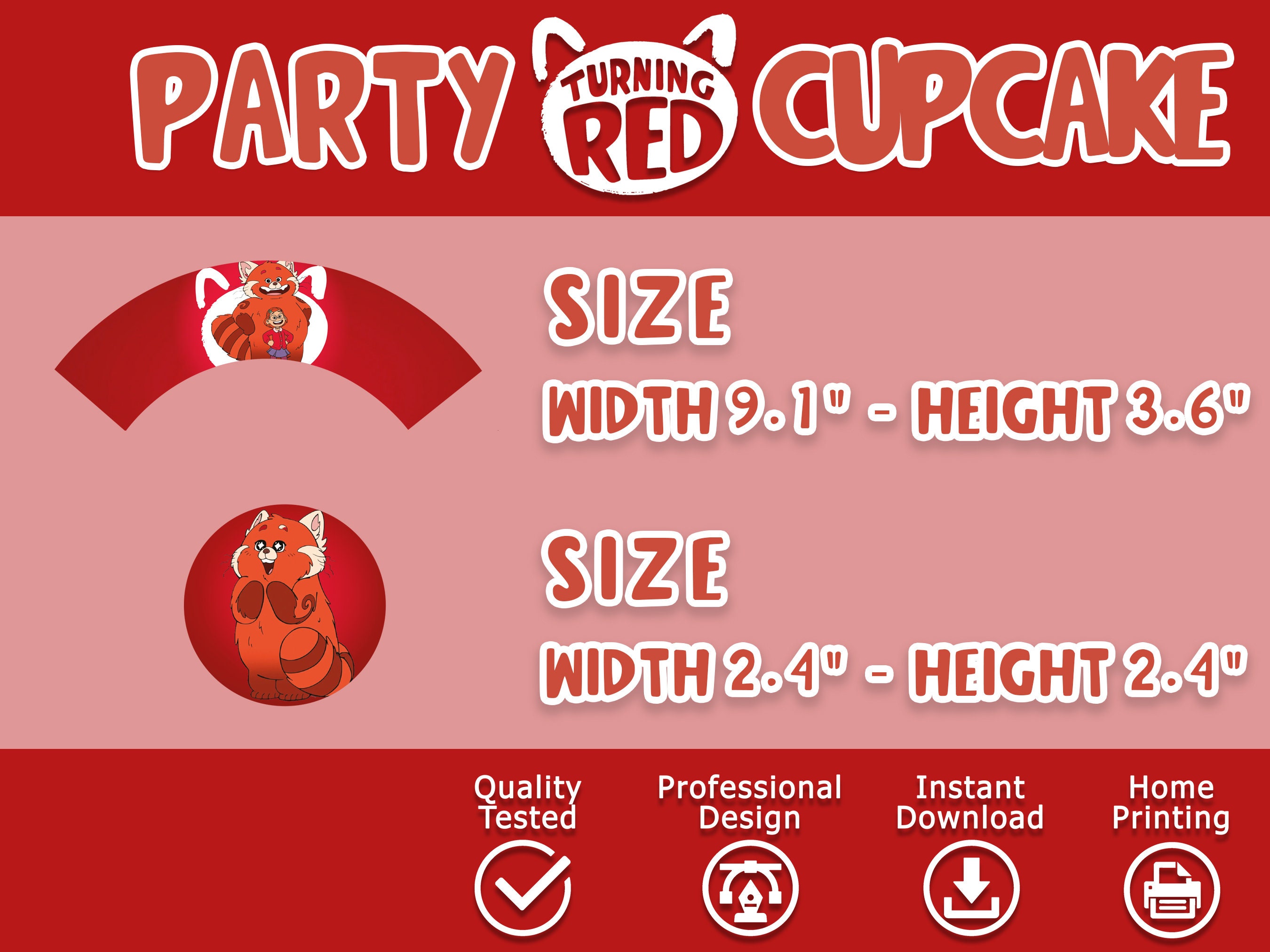 Turning Red Cake Topper, Turning Red Cupcake Topper, Turning Red Cake ...