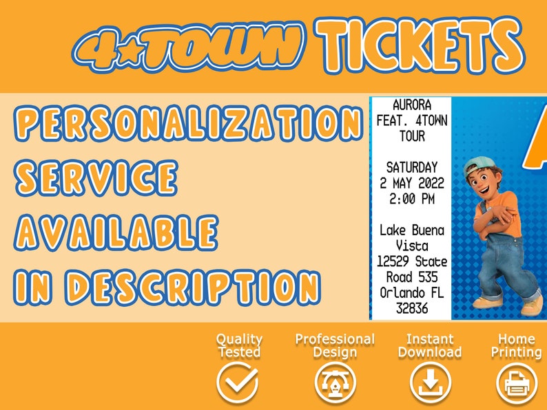 4 Town Tickets, 4town Party Stickers, Turning Red Invitations Concert ...