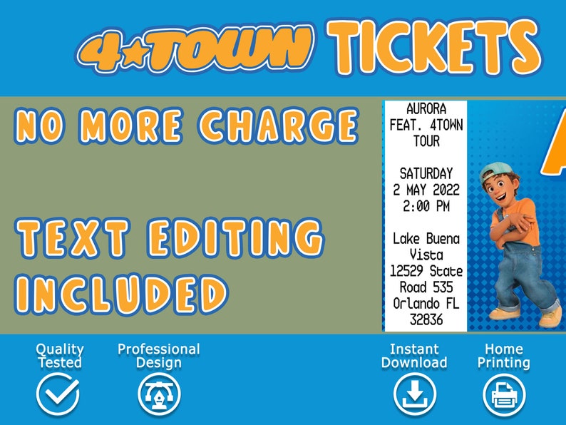 4 Town Party Tickets Poster, 4town Birthday Invitation, 4 Town Custom ...