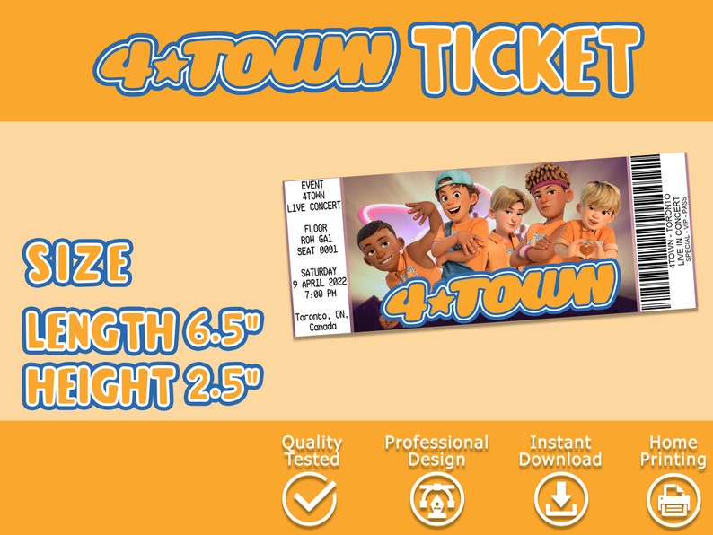 4 Town Tickets, 4town Party Stickers, Turning Red Invitations Concert ...