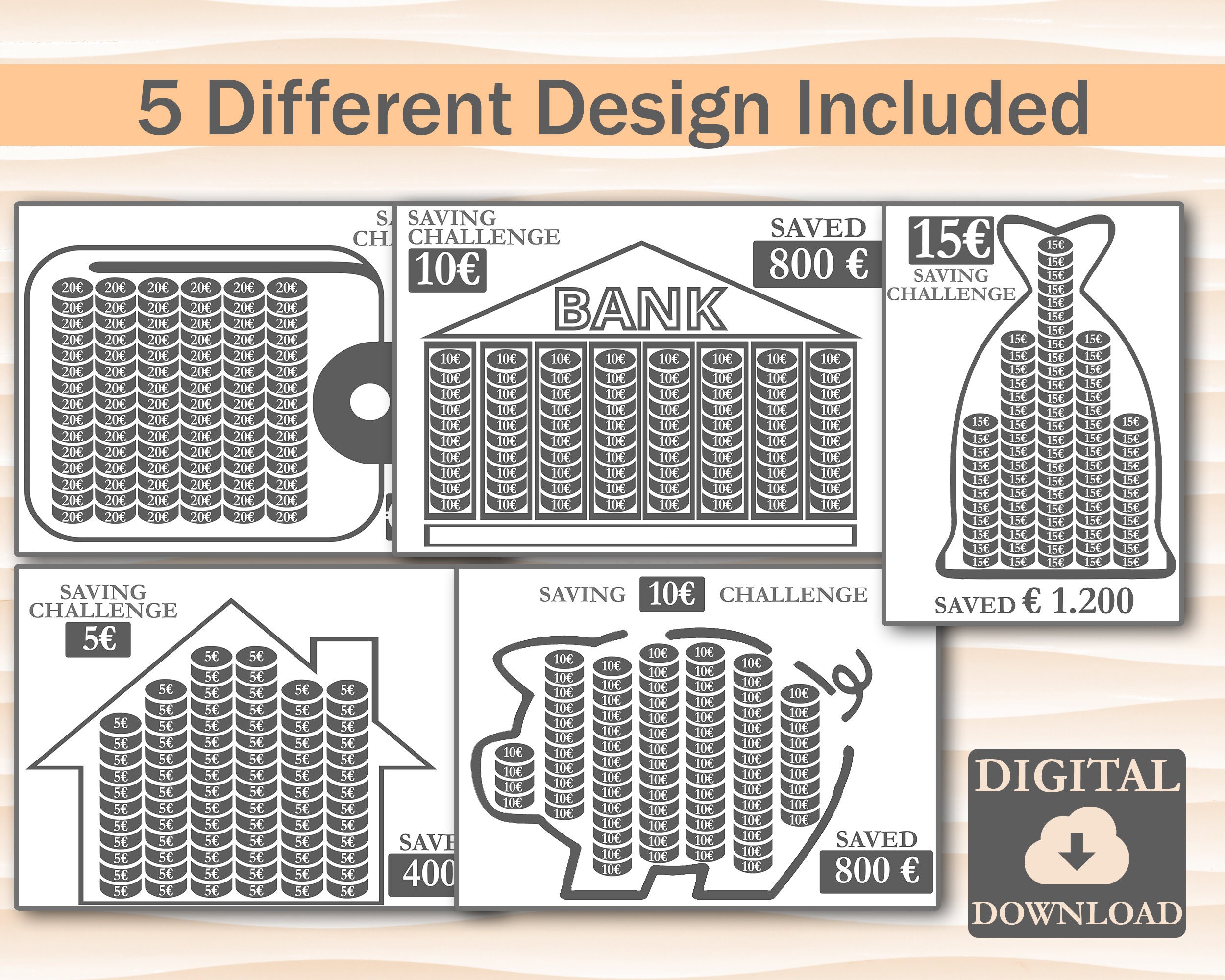 Money Saving Challenge Tracker, Printable Money Tree Spell, Envelope ...