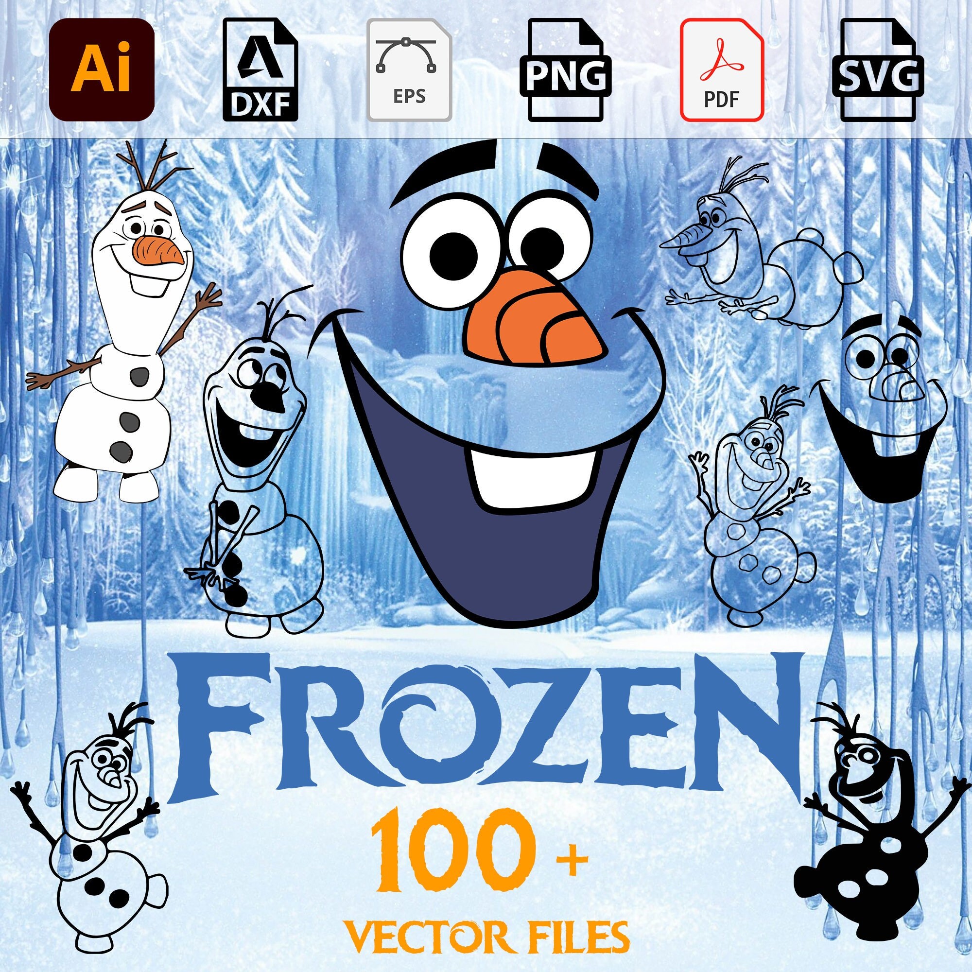 Frozen SVG PNG Clipart Bundle, Frozen Svg Tumbler, Frozen Svg Cricut ...