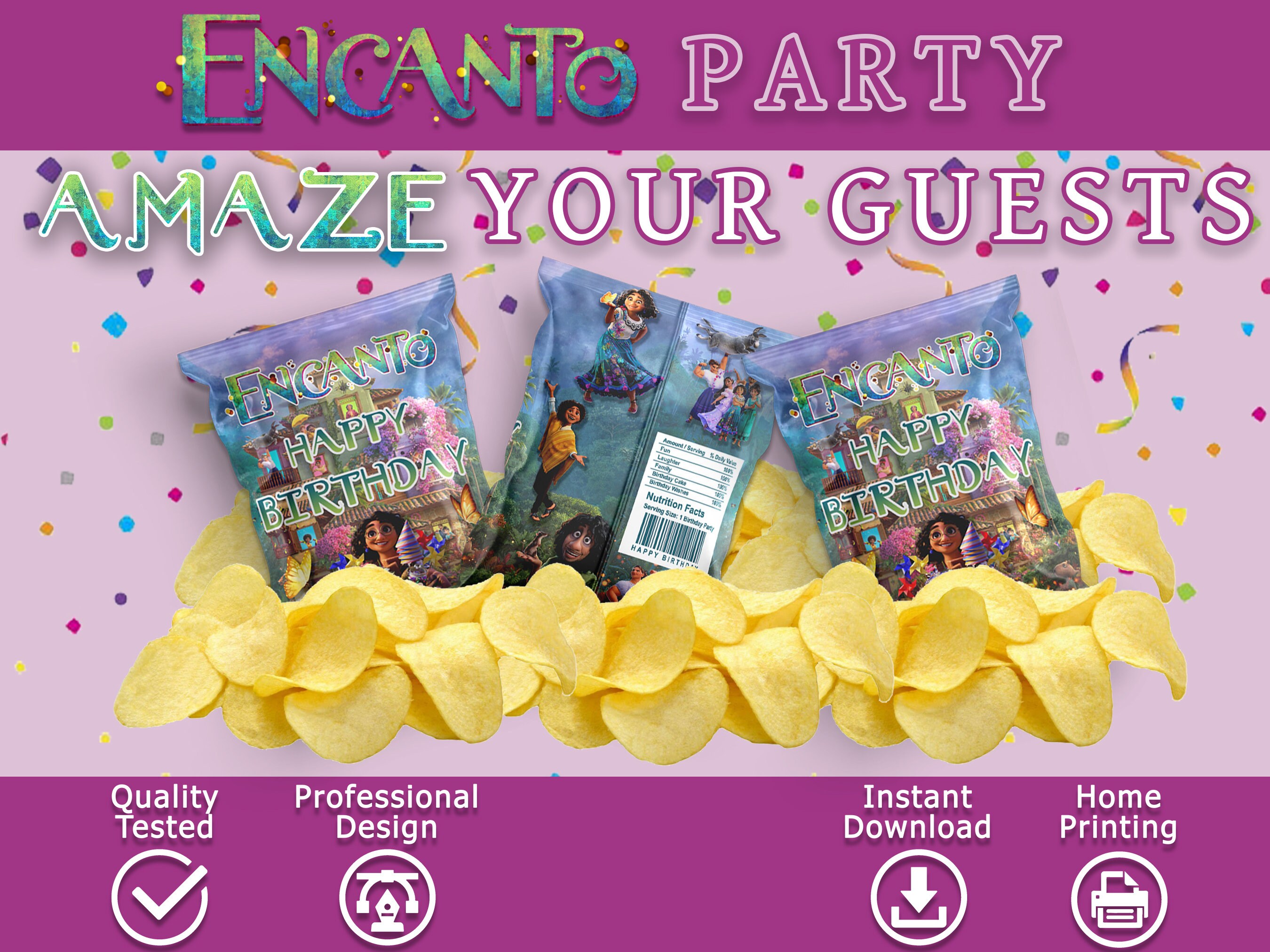 Encanto Chips Bag Label Template, Encanto Birthday Party Supplies ...