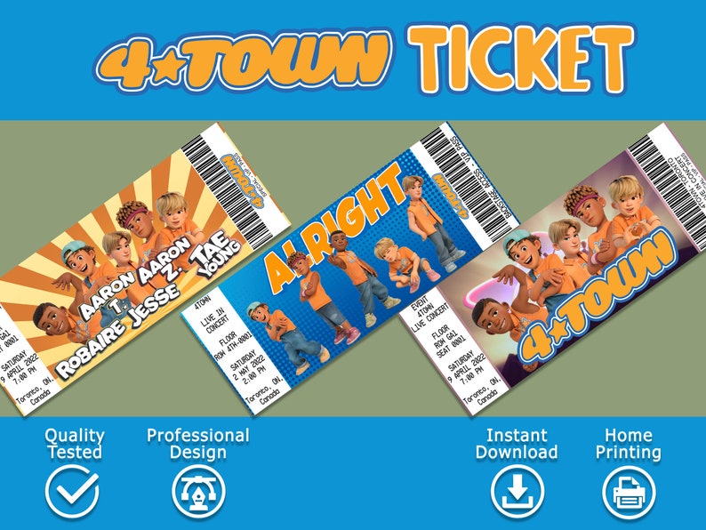 4 Town Party Tickets Poster, 4town Birthday Invitation, 4 Town Custom ...