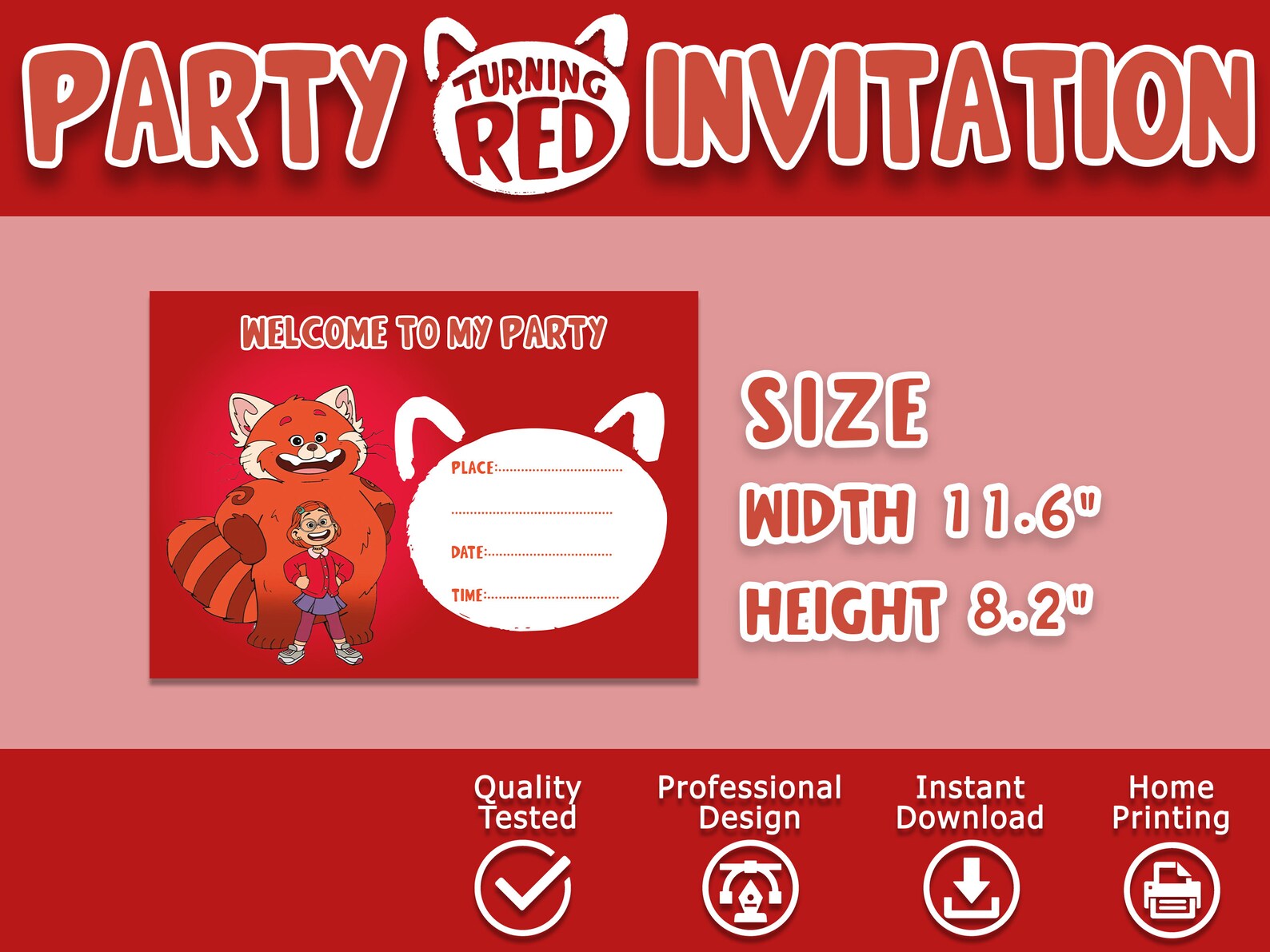 Turning Red Invitation Turning Red Invite Turning Red - Etsy Singapore