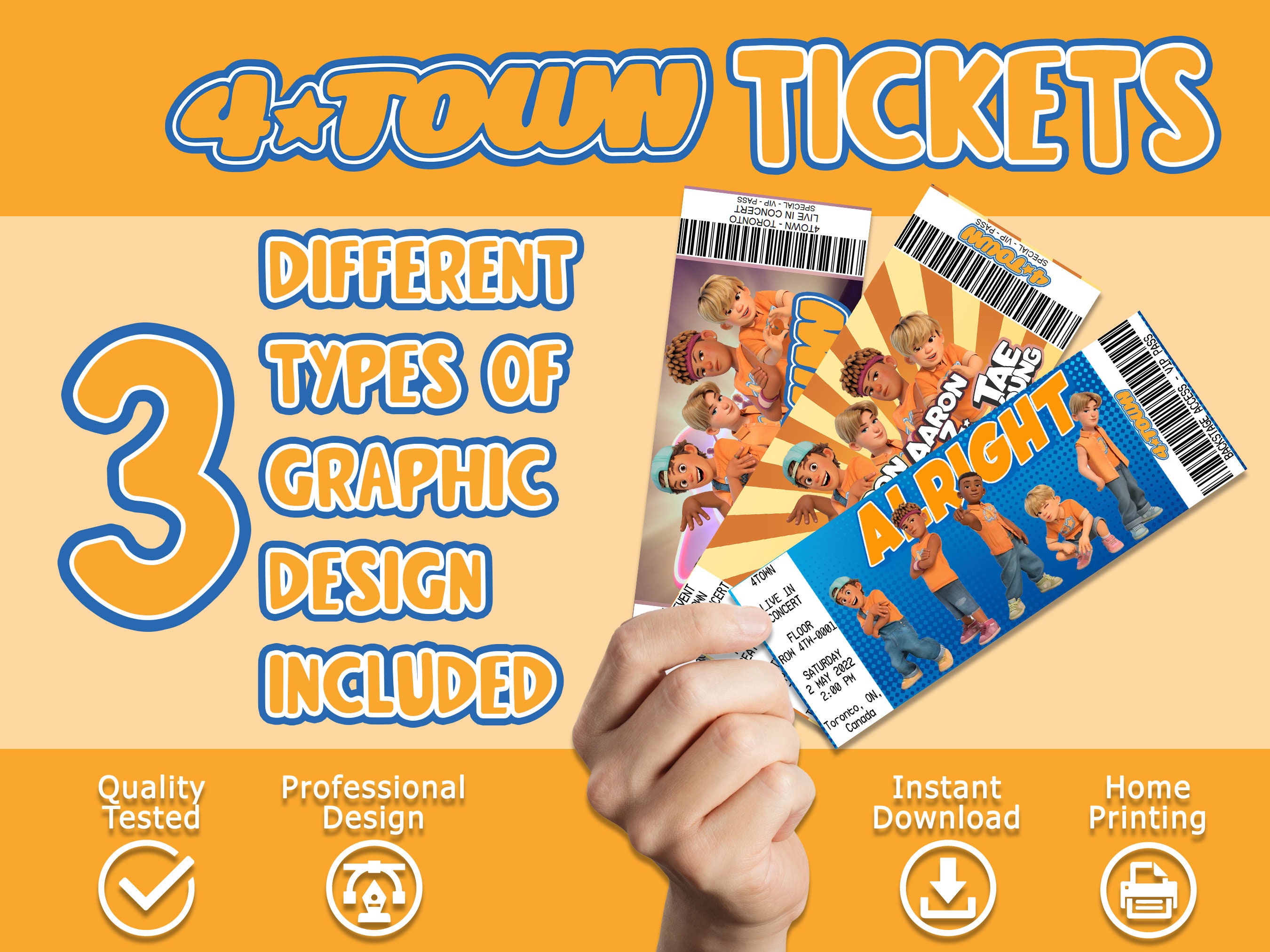 4 Town Tickets, 4town Party Stickers, Turning Red Invitations Concert ...