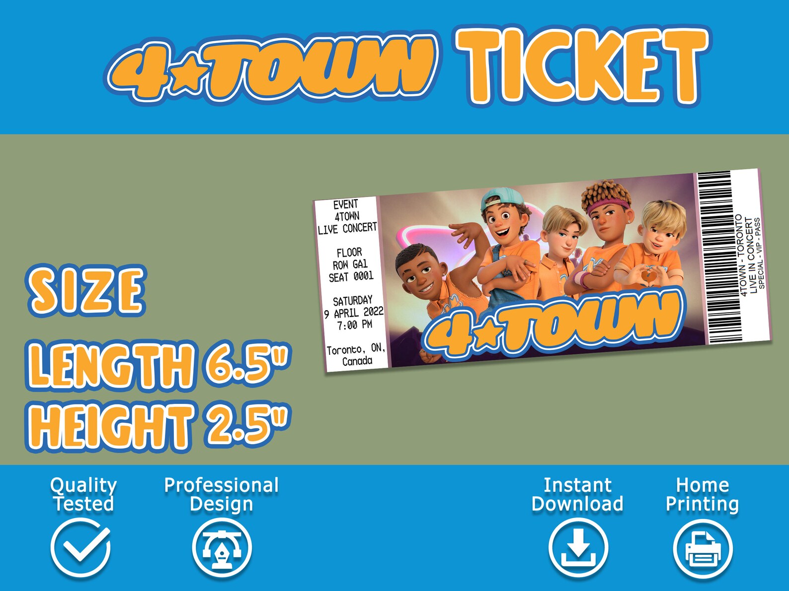 4 Town Party Tickets Poster, 4town Birthday Invitation, 4 Town Custom ...