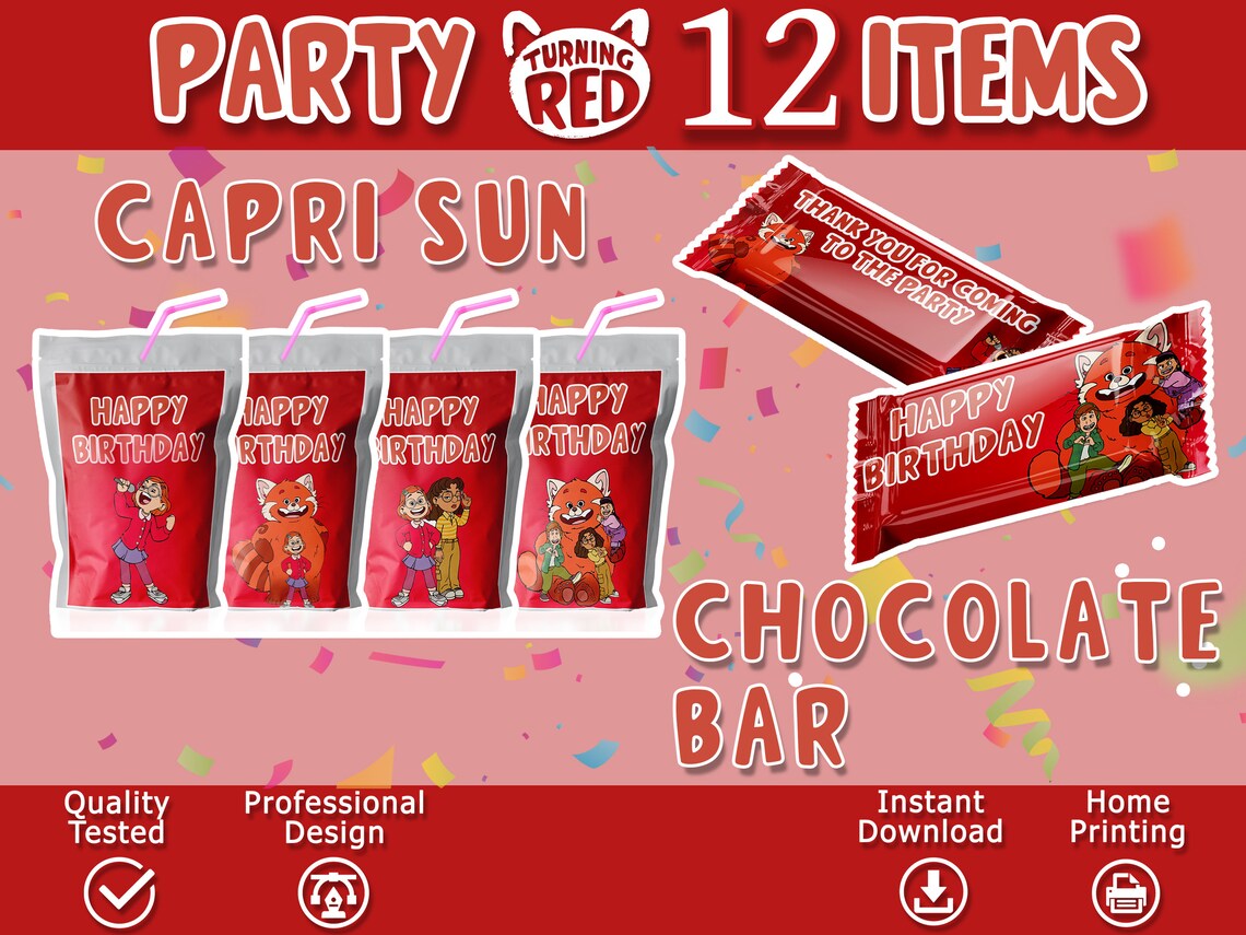 Turning Red Party Supplies Turning Red Birthday Decorations - Etsy