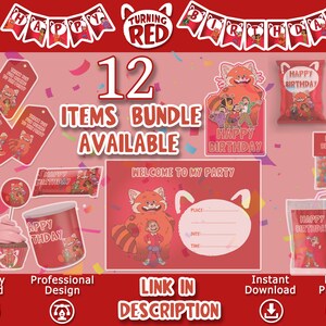 Turning Red Birthday Party Pringles Shaker Templates - Cute 40gr Chips ...