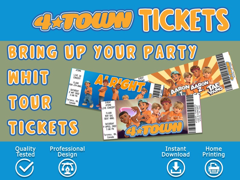 4 Town Party Tickets Poster, 4town Birthday Invitation, 4 Town Custom ...