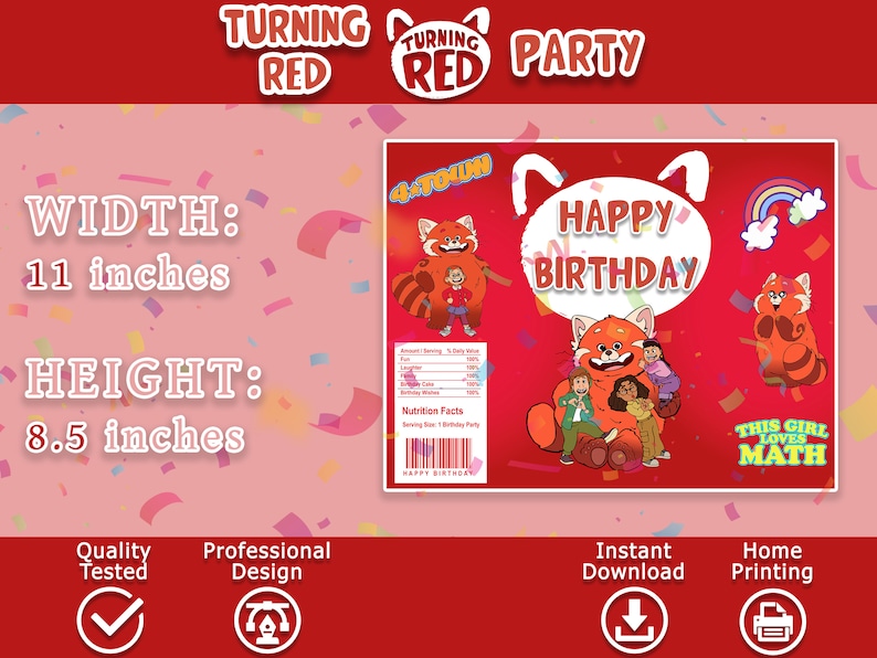 Turning Red Chip Bag Label, Turning Red Chips Party, Theme Birthday ...
