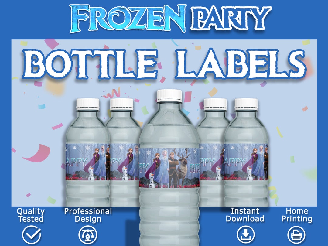 Frozen Water Bottle Label, Frozen Water Wrapper, Frozen Anna Label ...