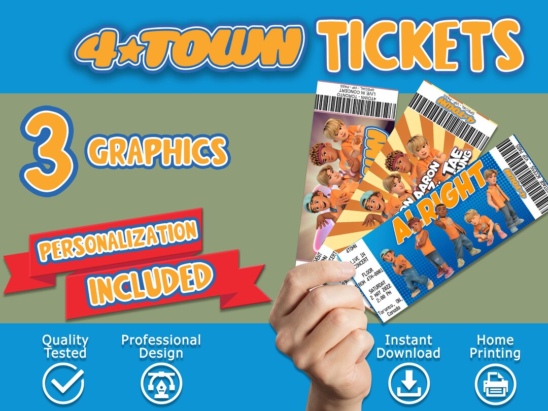 4 Town Party Tickets Poster, 4town Birthday Invitation, 4 Town Custom ...