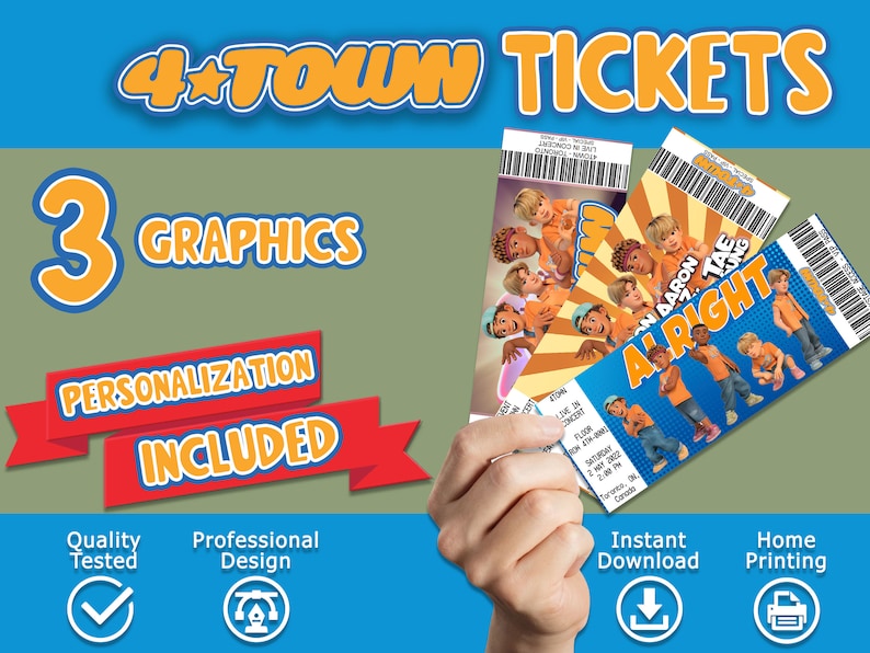 4 Town Party Tickets Poster, 4town Birthday Invitation, 4 Town Custom ...