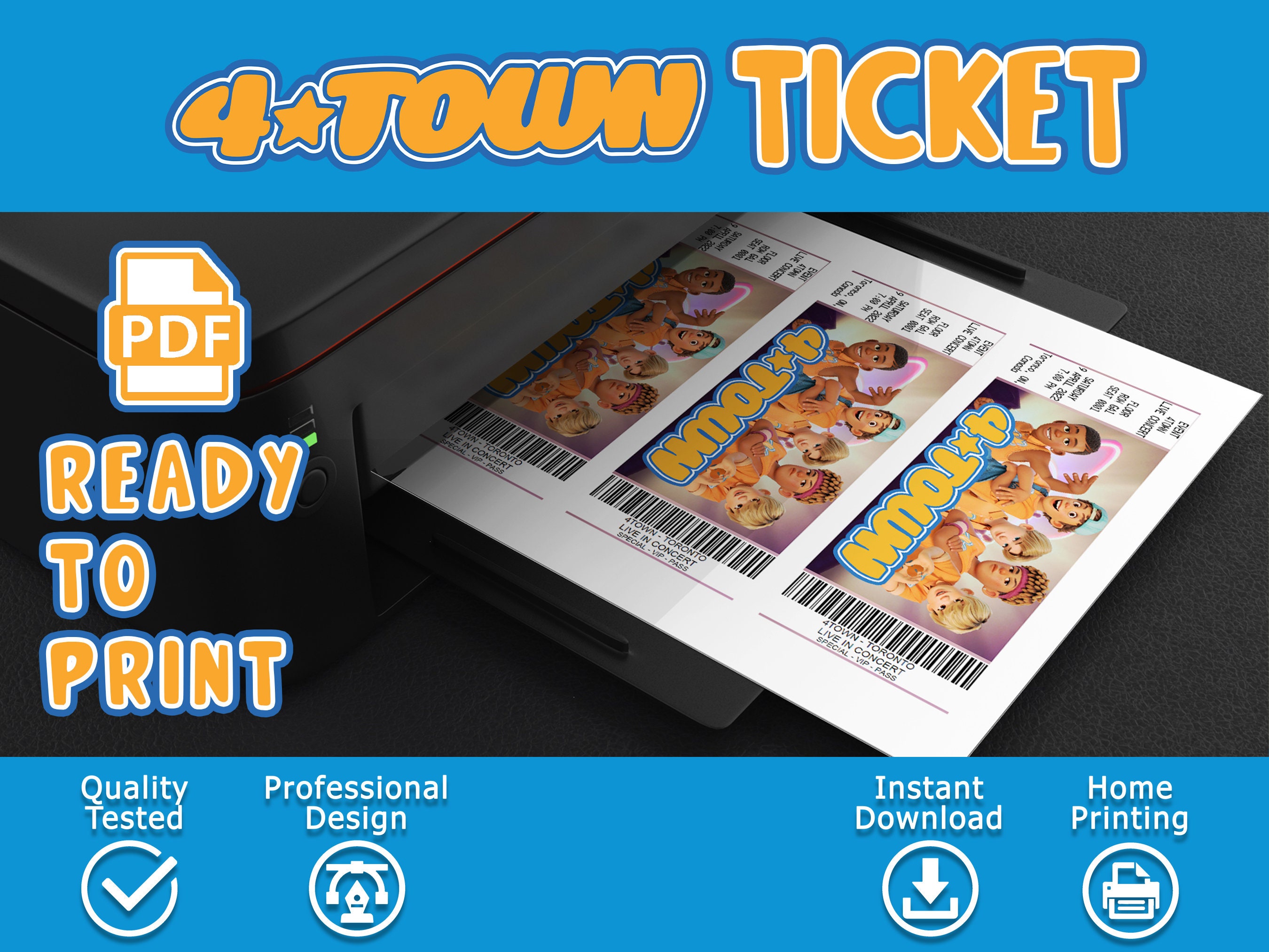 4 Town Party Tickets Poster, 4town Birthday Invitation, 4 Town Custom ...