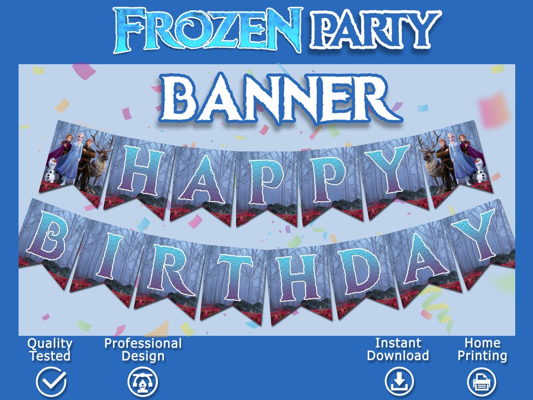 Frozen Birthday Banner Frozen Happy Birthday Banner Frozen Party