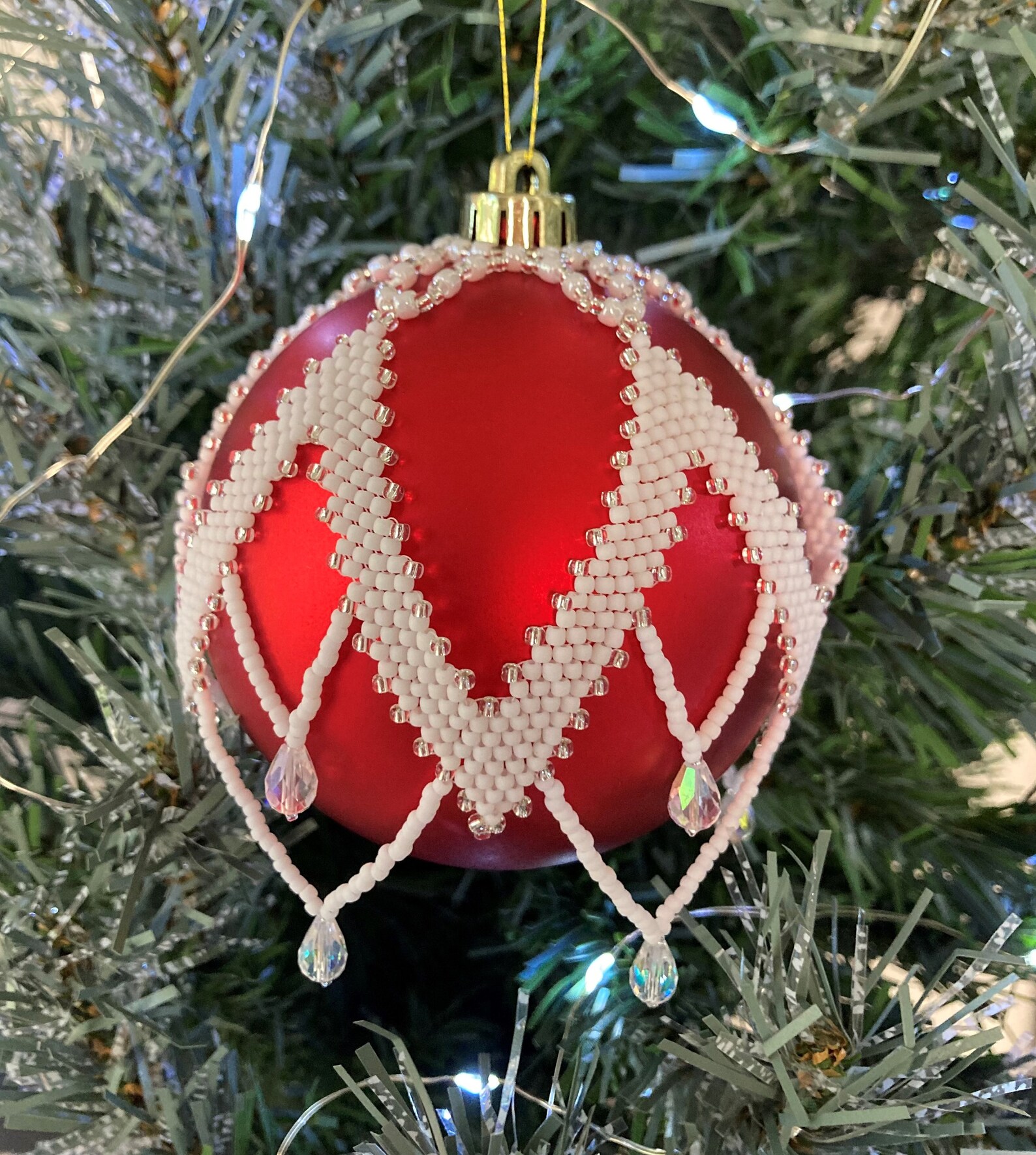 Elegant Beaded Christmas Ornament Cover Tutorial / Pattern for 80mm, 3. ...