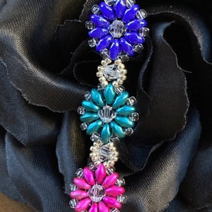 Tutorial for Little Beaded Flower Bracelet, With Multicolor Duo Beads ...