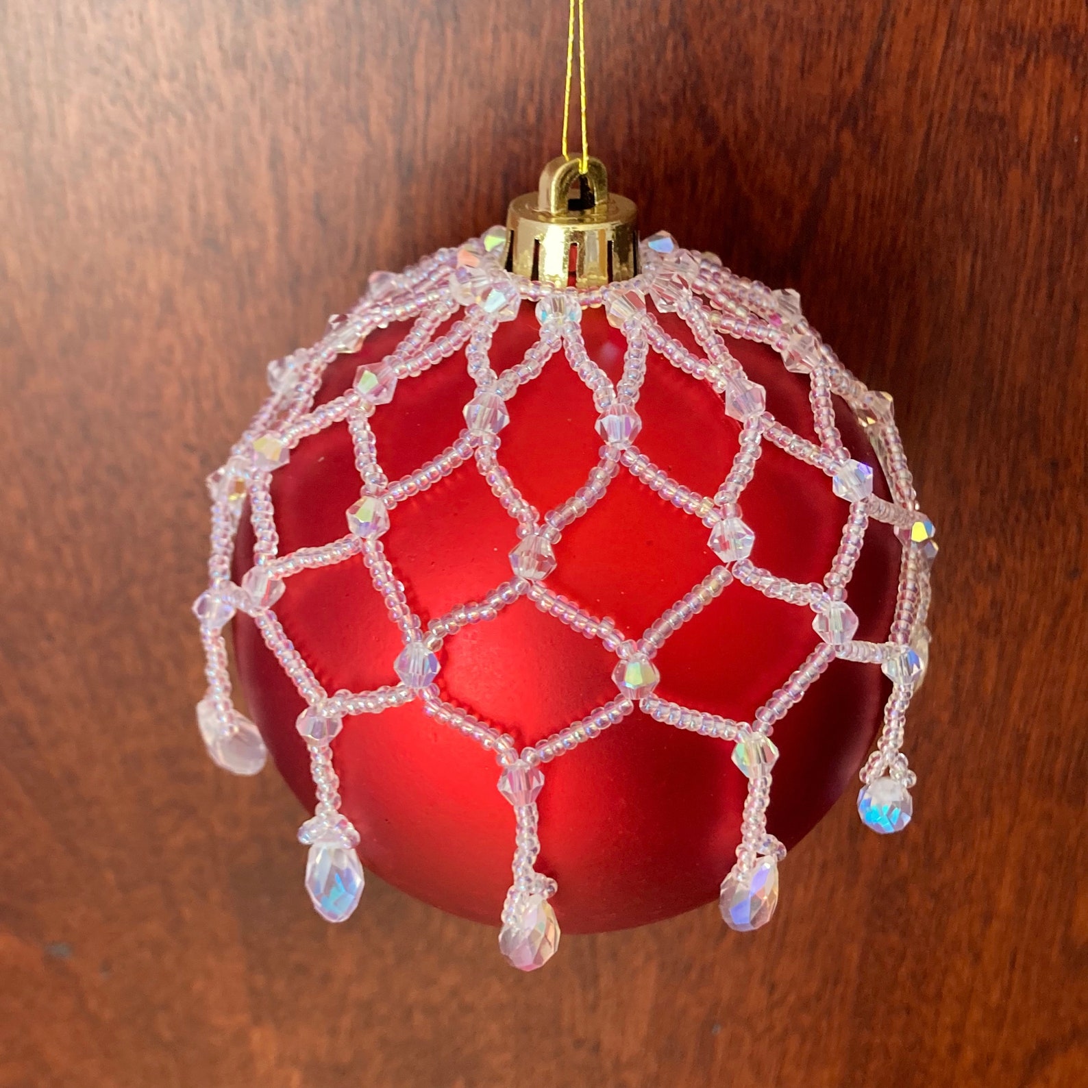 Beaded Christmas Ornament Cover Pattern Tutorial With Netting for 3.15 ...