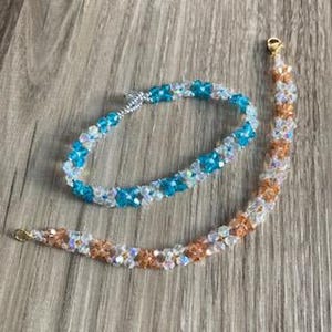 Bicone Flower Bracelet Beading Tutorial, 2-needle PDF Pattern, Beginner ...