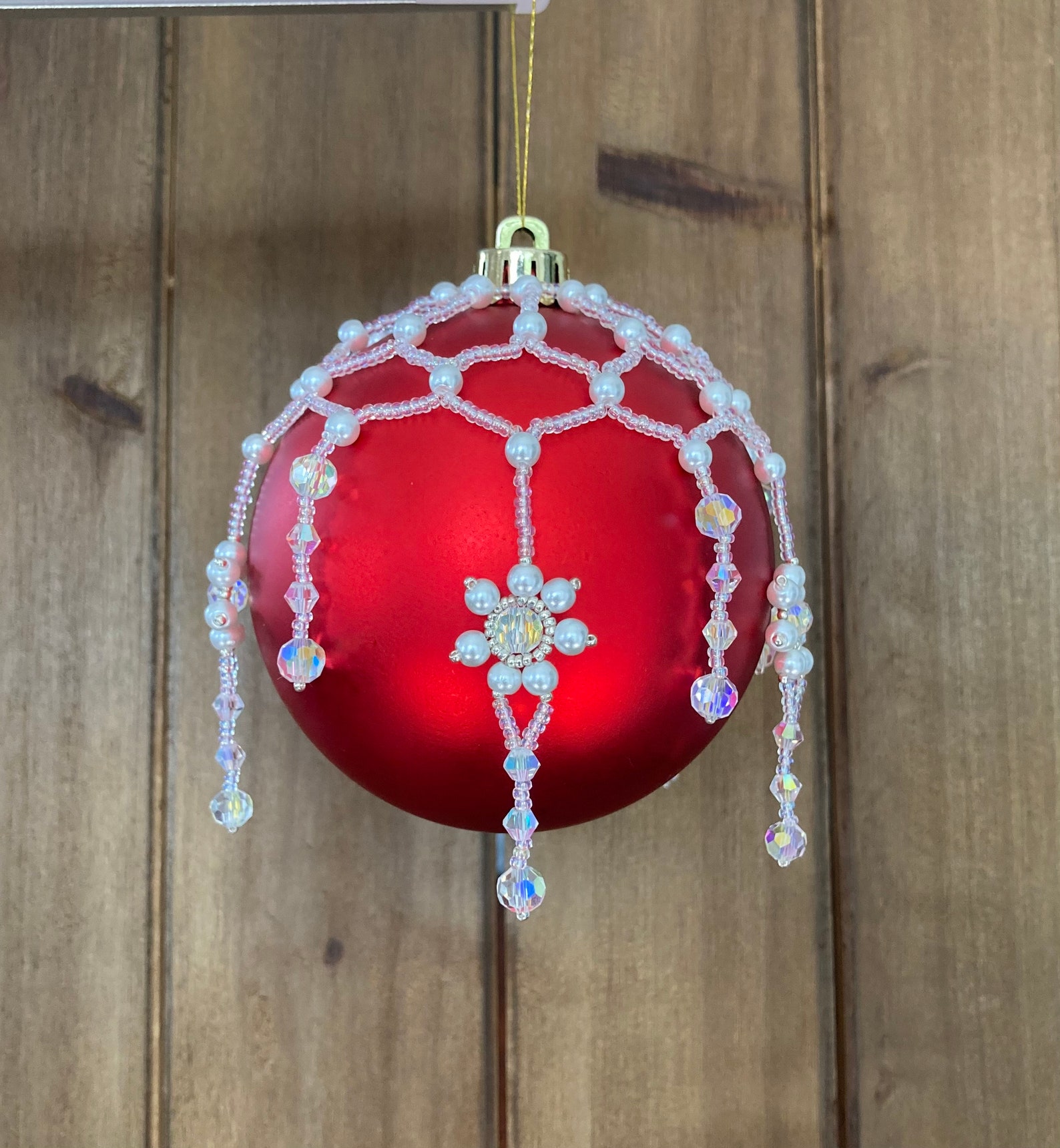 Beaded Christmas Ornament Cover Pattern Netting, Snowflakes & Icicles ...