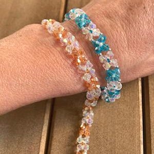 Bicone Flower Bracelet Beading Tutorial, 2-needle PDF Pattern, Beginner ...