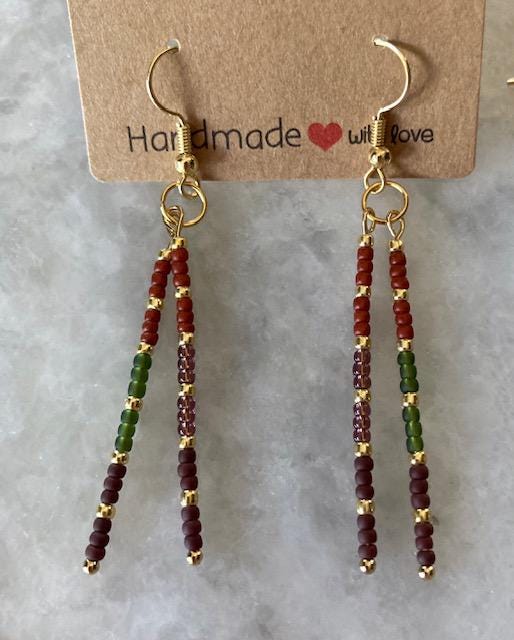 Modern Seed Bead Dangle Earrings Multi-color Fringe Earrings ...