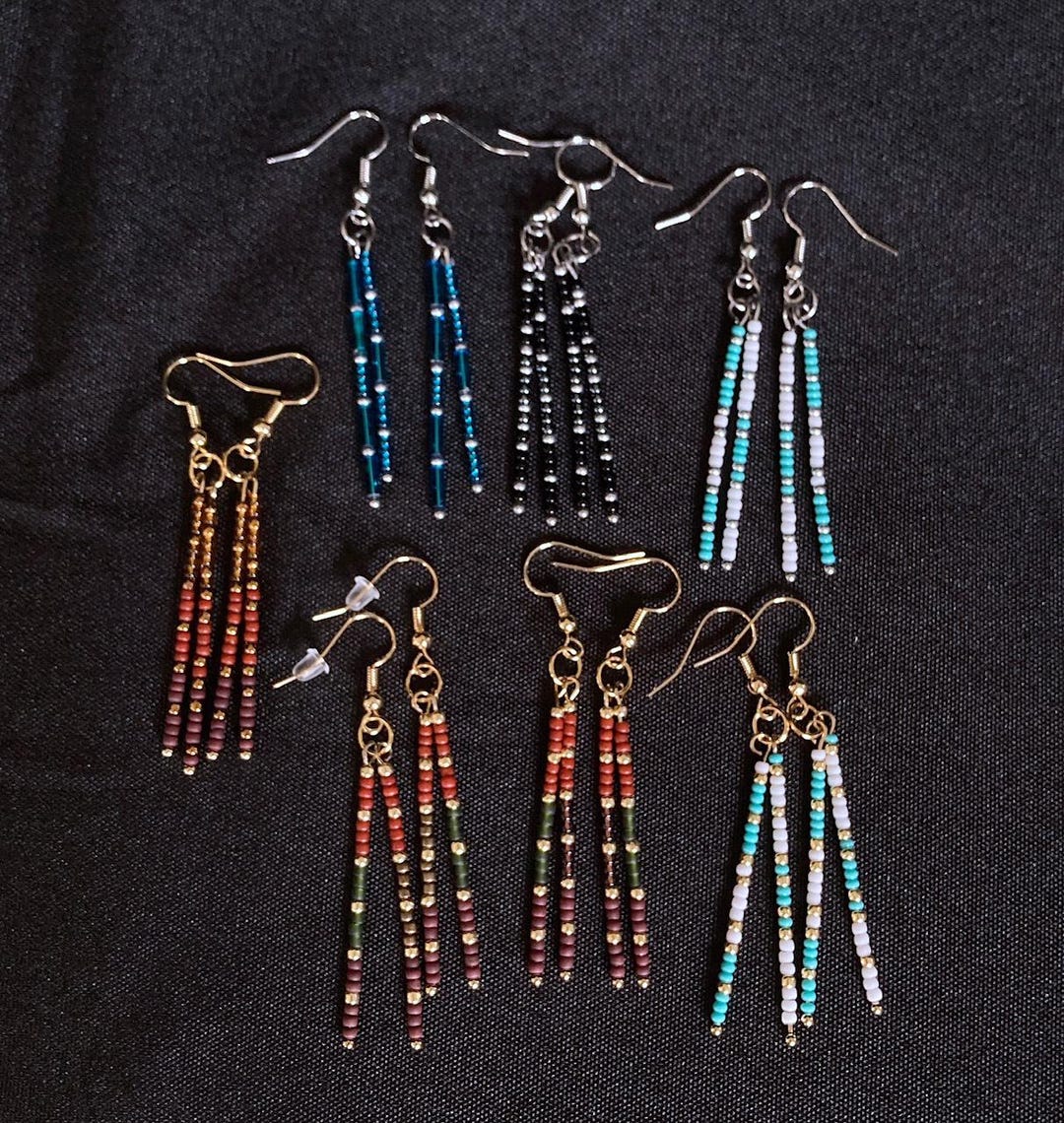 Modern Seed Bead Dangle Earrings Multi-color Fringe Earrings ...