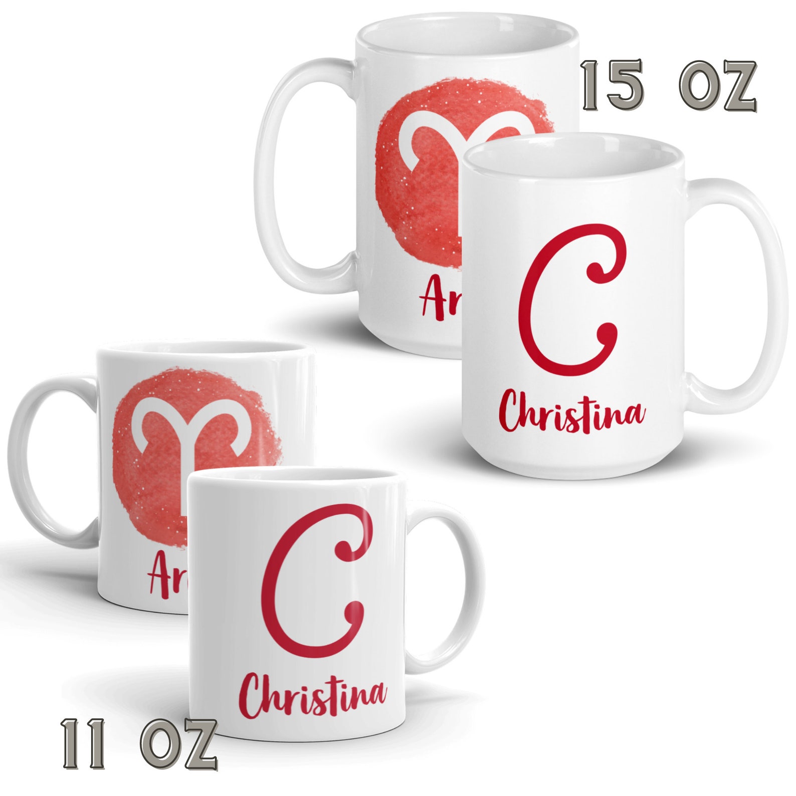 Aries Symbol Monogram Mug Personalized Coffee Mug Personalized Aries ...