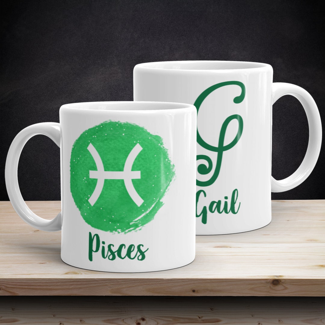 Pisces Symbol Monogram Mug Personalized Coffee Mug Personalized Pisces ...