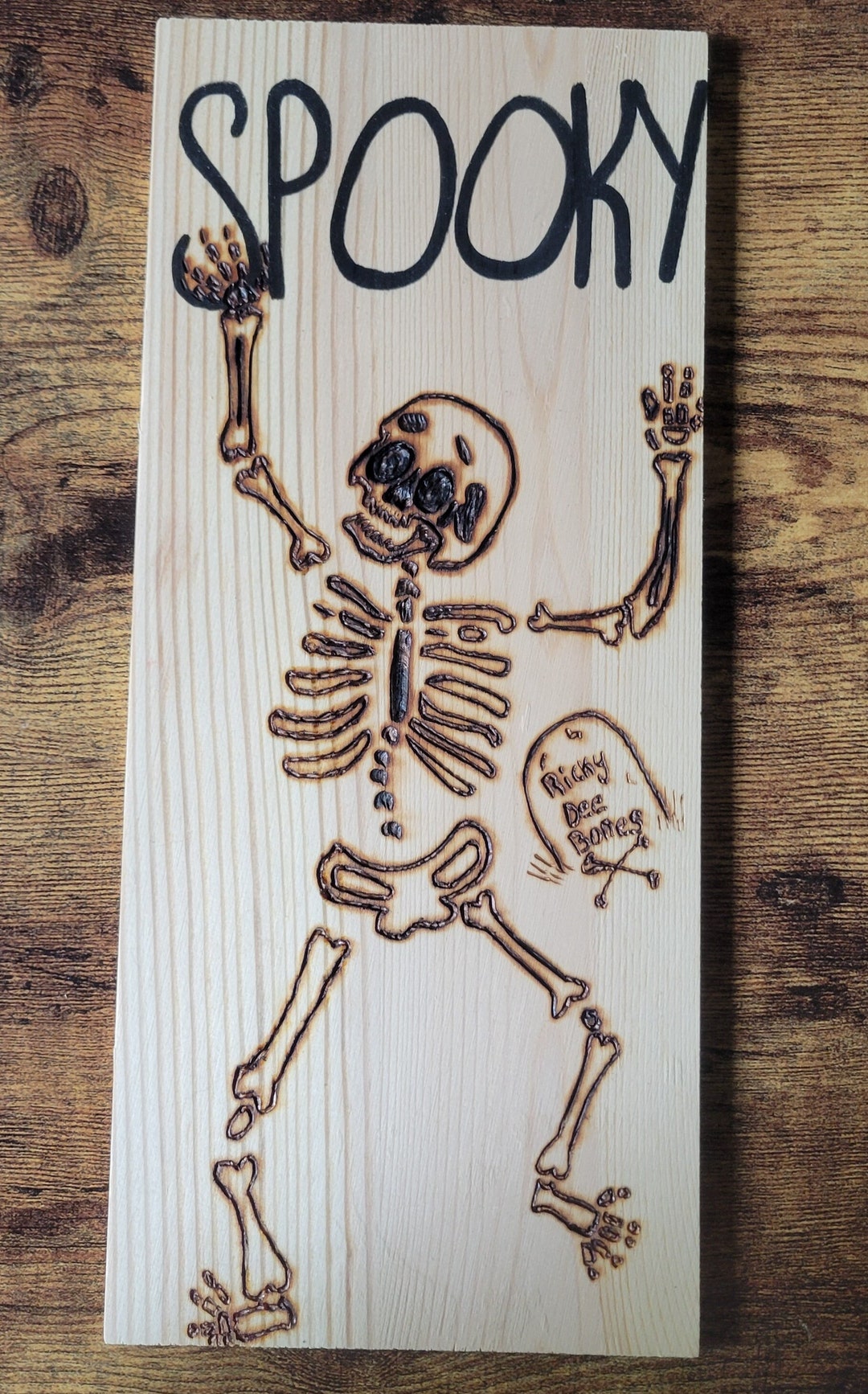 Wood Burned Skeleton Sign - Etsy