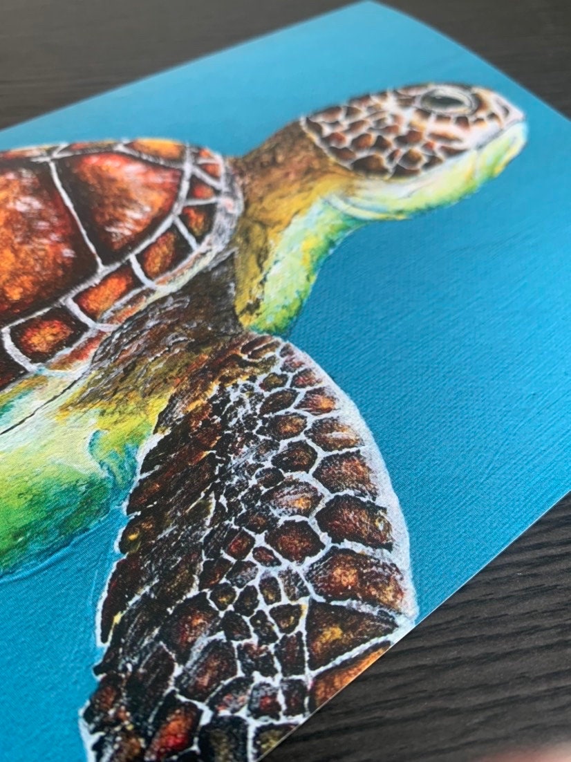 Colorful Sea Turtle Cards for Any Occasion. 5x7 Nautical Stationary and ...
