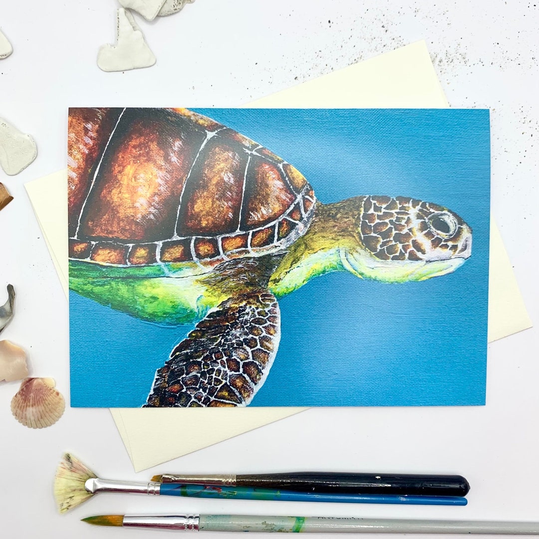 Colorful Sea Turtle Cards for Any Occasion. 5x7 Nautical Stationary and ...
