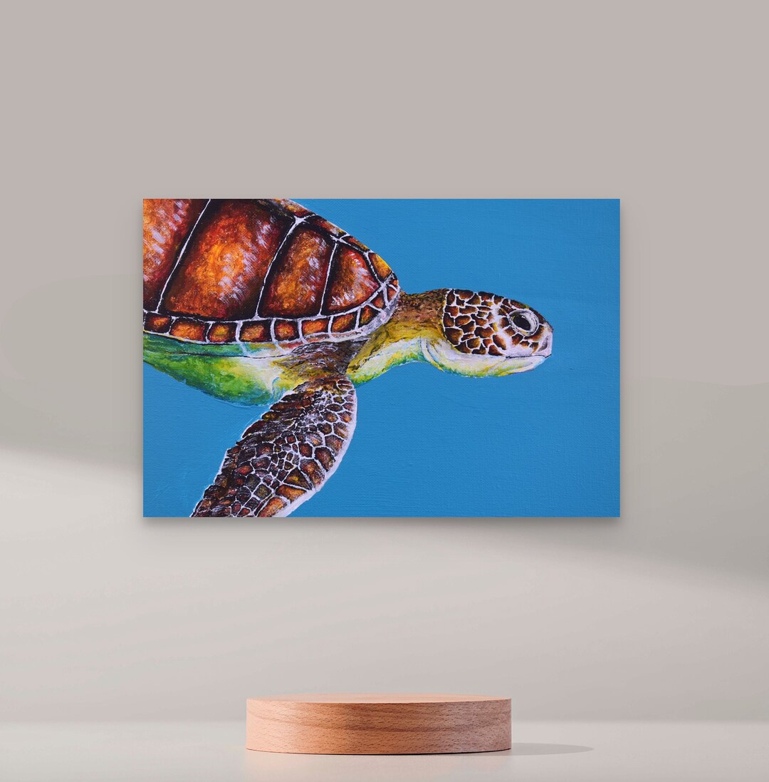 Sea Turtle Art Print. Cute Turtle Painting for Beach House Decor ...