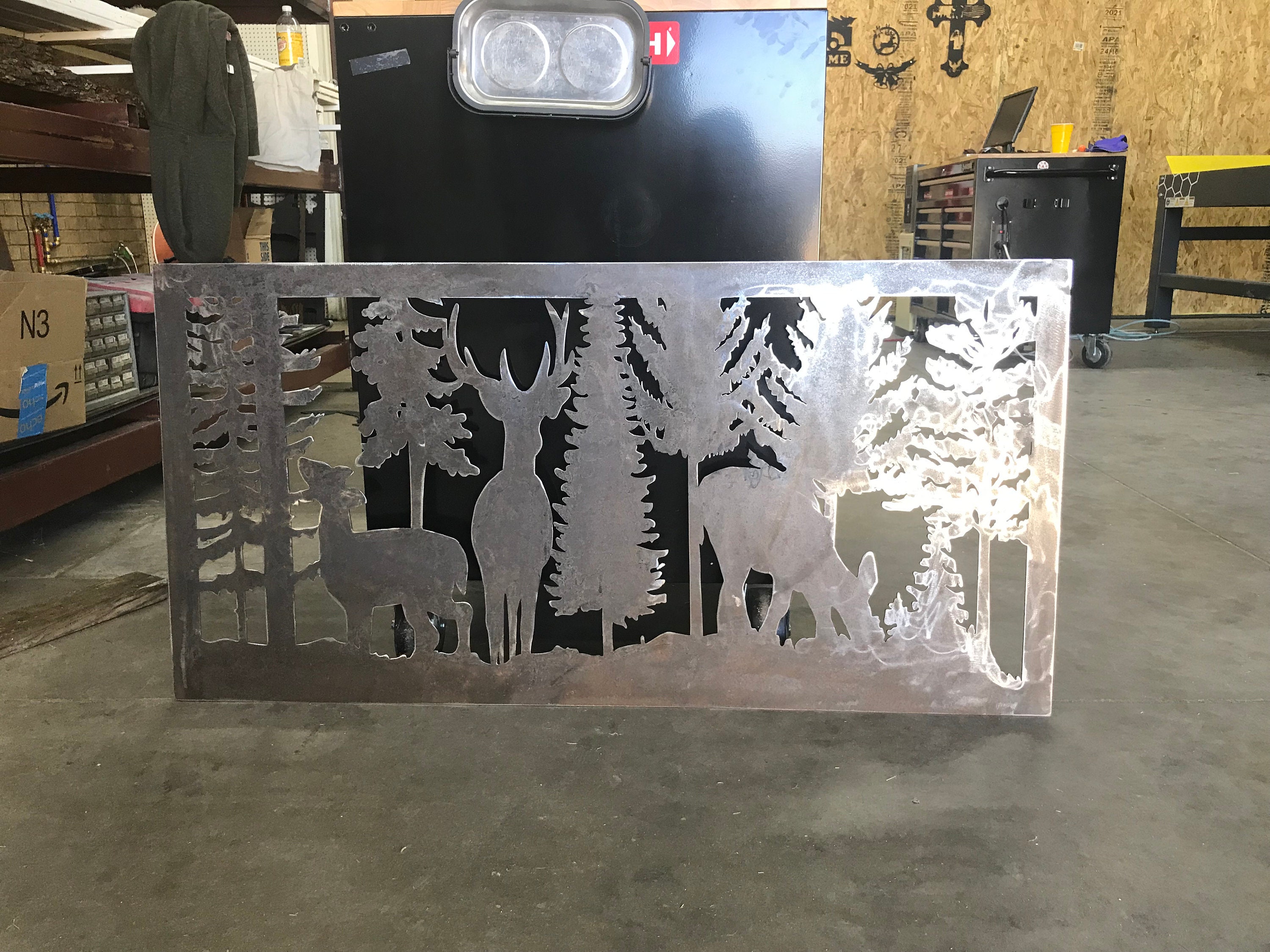 Decorative Rustic Metal Panel, Metal Panel Insert, Wildlife Scenery ...