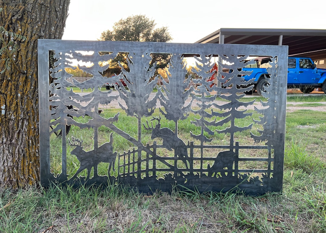 Decorative Rustic Metal Panel, Metal Panel Insert, Wildlife Scenery ...